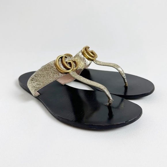Gucci | Shoes | Gucci Marmont Gold Gg Thongs | Poshmark
